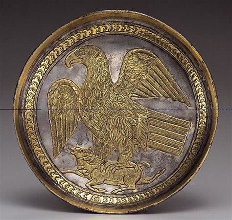 Sassanian Silver Gilt Plate With A Raptor Attacking A Gazelle Ancient