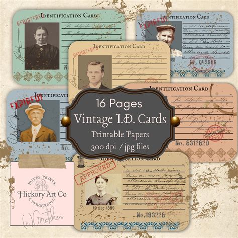 Vintage Look Employee Id Cards Plus Labels Tags Background Papers Vintage Occupations Old