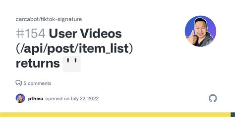user videos api post item list returns ` ` · issue 154 · carcabot