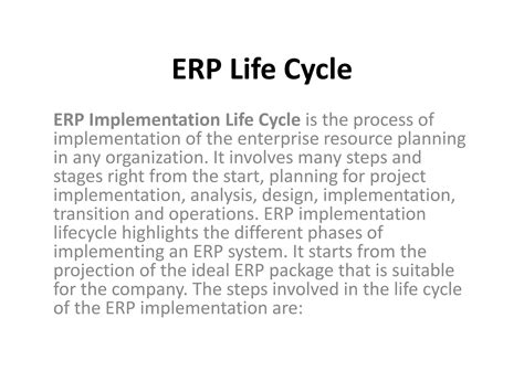 Unit 6 Erp Life Cycle Ppt