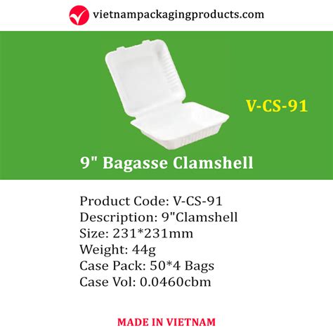 9 Bagasse Clamshell