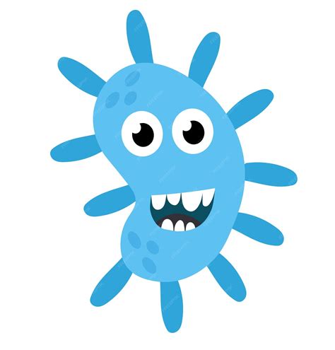 Premium Vector Cute Cartoon Blue Character Bacteria Microbe Germ Microbiology Organism Mascot