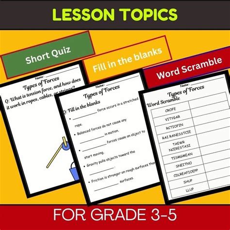 Types Of Forces Worksheets And Activities Science Packet Grades 35