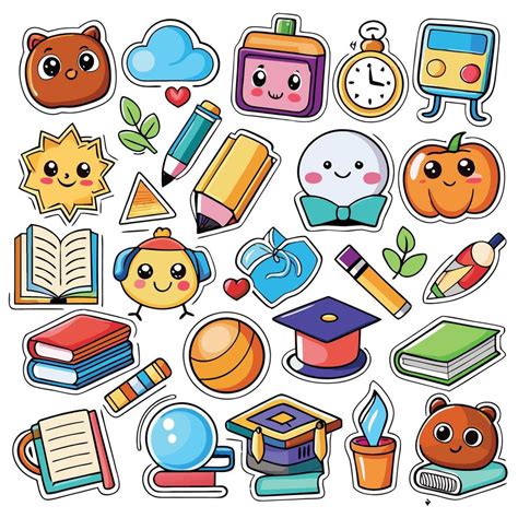 Cute School Supplies Sticker Background 56199528 Vector Art At Vecteezy
