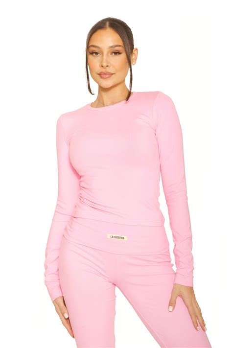 Long Sleeve Lounge Top Pink La Sisters
