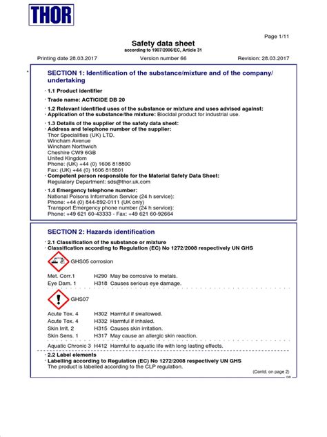 Material Safety Data Sheet Biocide Pdf Toxicity Volatile Organic