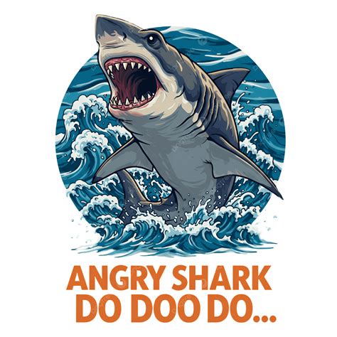 Angry Shark Leaping Bold Graphic Ocean Waves And Do Angry Shark Great