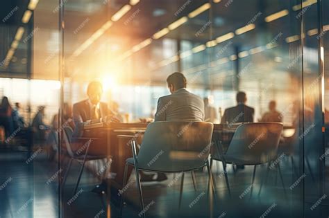 Premium Ai Image Abstract Blurry Modern Office Meeting Room Business