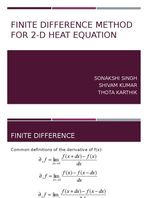 Finite Difference Method For 2 D Heat Equation 2 Finite Difference