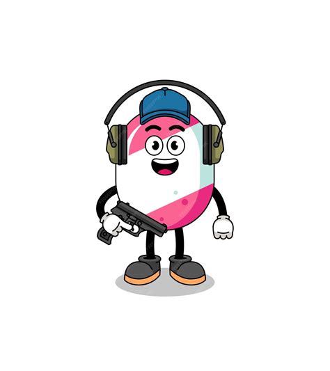 Mascota Del Personaje De Candy Haciendo Campo De Tiro Vector Premium