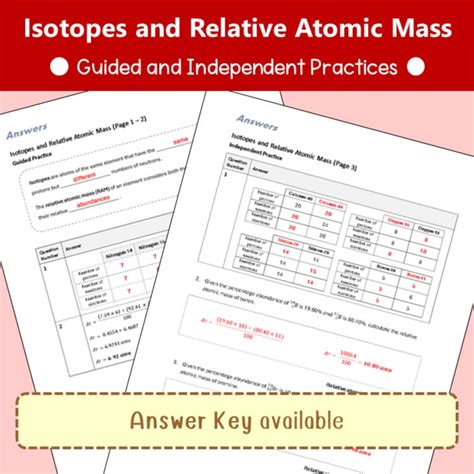 Isotopes Relative Atomic Mass Calculation Homework Worksheet By Comfy