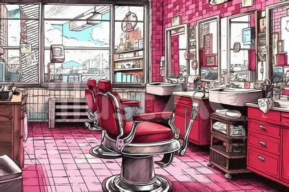 赤色トーンの散髪屋イラスト No 23909972｜無料イラスト・フリー素材なら「イラストac」