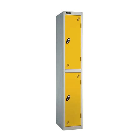 Probe Steel School Classroom Storage Locker 2 Door Compartment 1780hx305wx460d Silver Yellow