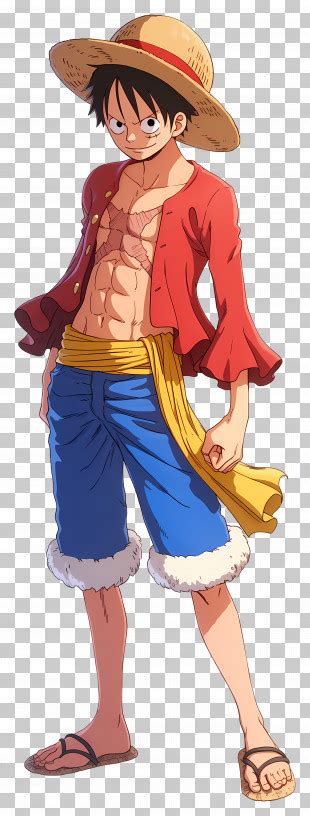 One Piece Luffy Anime Character With Iconic Straw Hat Png