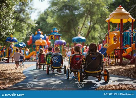 Niños Jugando En El área De Juegos Inclusiva Stock De Ilustración Ilustración De Exterior