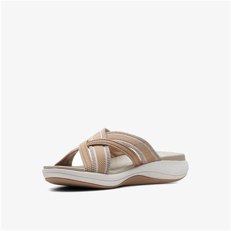 Womens Mira Isla Sand Combination Texture Sliders Flat Sandals Clarks
