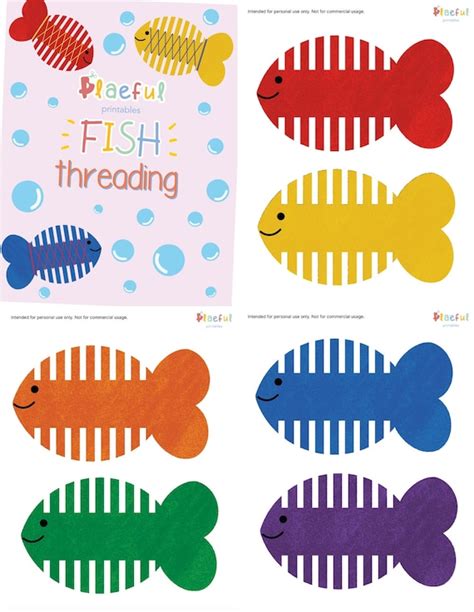 Fish Threading Activity Color Learning Preschool Printable Etsy
