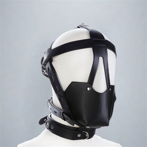 Bdsm Mask With Integrated Head Harness And Ball Gag For Roleplay And B
