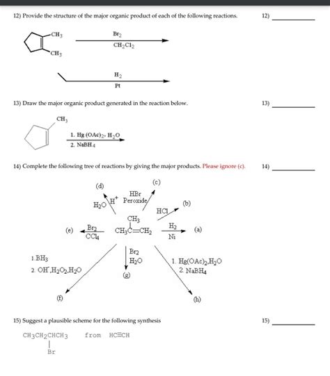 Solved 12) Provide the structure of the major organic | Chegg.com