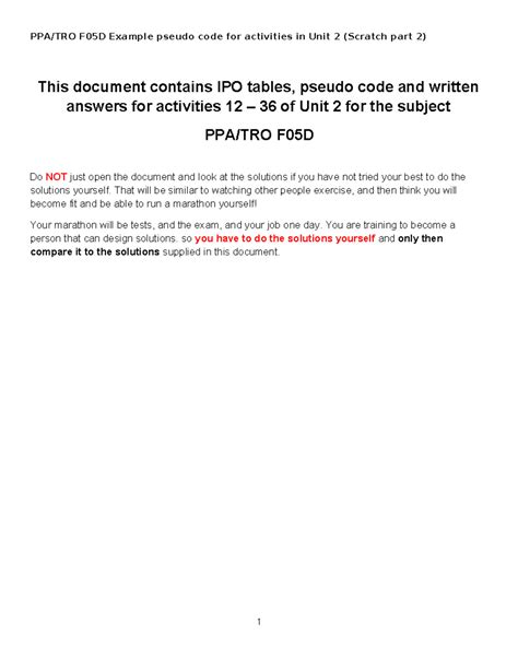 F05d Unit 2 Activities Ipo Tables And Pseudo Code Examples Studocu