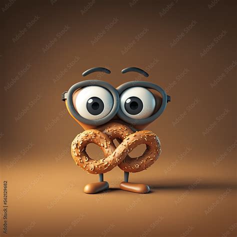 Cute Cartoon Pretzel Character Generative Ai Stock Illustration Adobe Stock