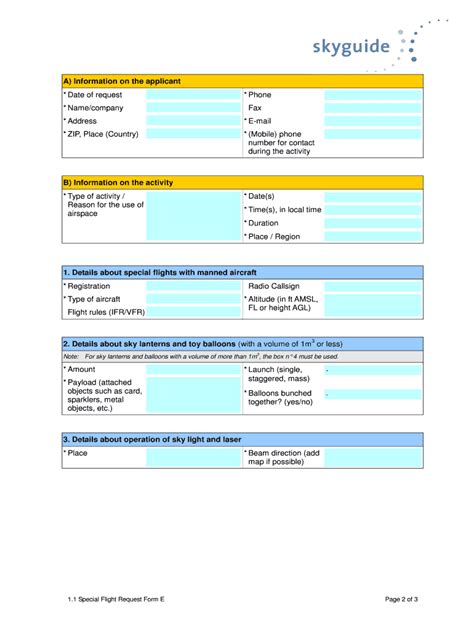 Fillable Online Request For Coordination Of Special Flights Or Special