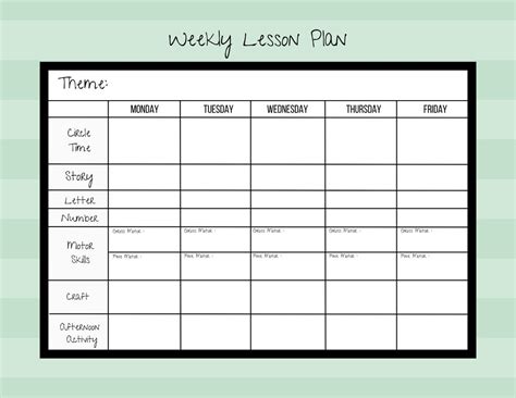 Free Printable Lesson Plan Template Weekly Free Templates