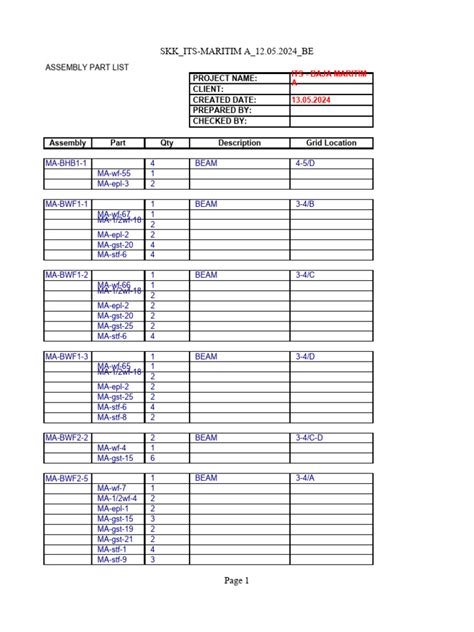 Skk Its Maritim A 12052024 Berat Net Assembly Part List Pdf