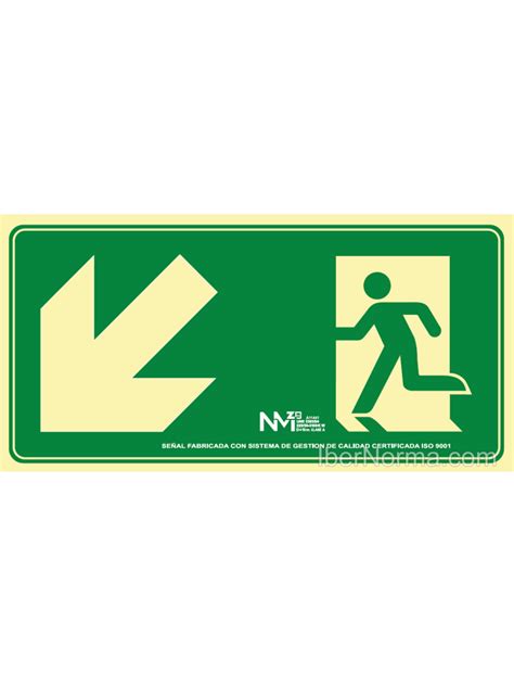 Señal Salida De Emergencia Abajo Izquierda Pvc Nmz Normaluz