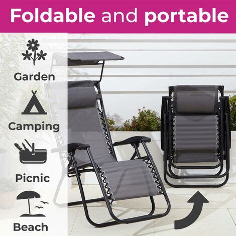 Neo Grey Folding Portable Zero Gravity Chairs And Table Set