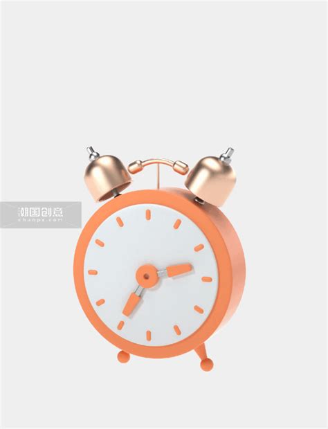 3d橙色闹钟响铃闹钟c4d立体动图 花瓣网