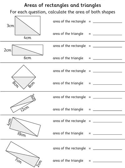 Worksheet Calculating The Area Of Rectangles And Triangles Topmarks