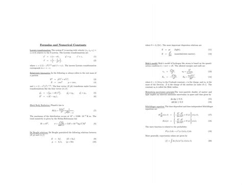 Test Formula Sheet
