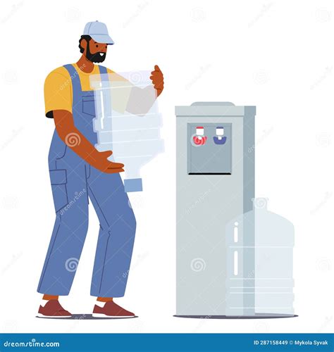 Cartoon Worker Drinking Water