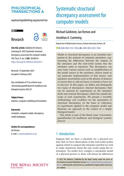 Pdf Systematic Structural Discrepancy Assessment For Computer Models
