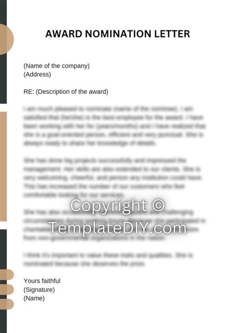 Award Nomination Letter Sample With Examples [word] Award Template Lettering Letter Of