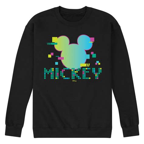 Disney 8 Bit Mickey Mens Crew Neck Fleece Pullover