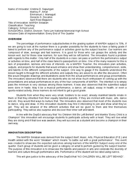 Innovation Paper Pdf Learning Teachers