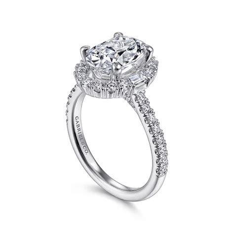 Oval Diamond Halo Engagement Ring In 14k White Gold