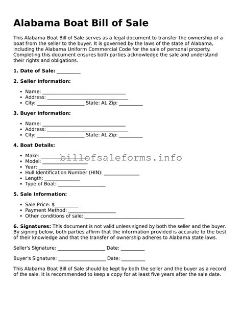 Printable Alabama Boat Bill Of Sale Template ⋆ Free Bill Of Sale Forms