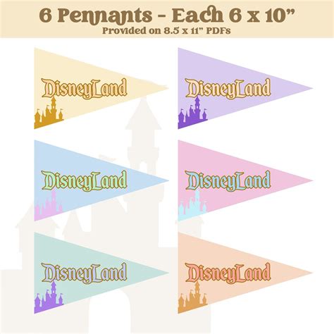 Disneyland Pennants Disney Retro Flags Digital File Instant