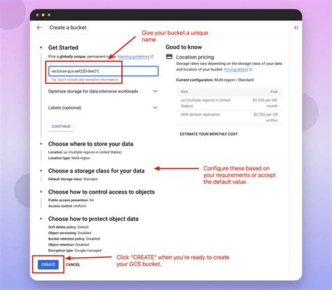 How To Create An Gcp Cloud Storage Bucket And Service Account Vectorize Docs