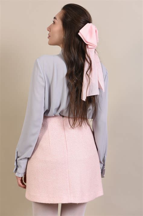 Fusta Roz Din Stofa Cu Adaos De Lana Poema