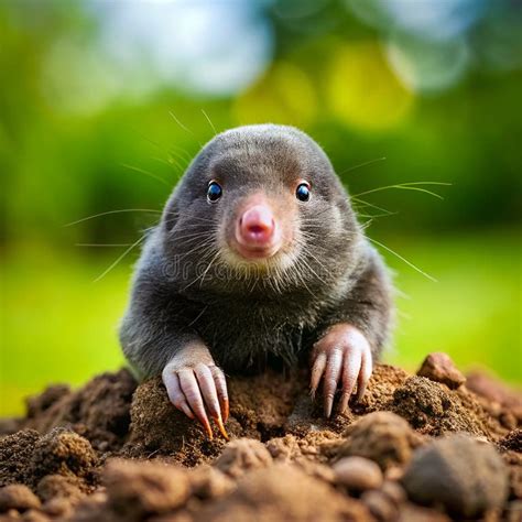 Close Up Of A Cute Mole Emerging From The Ground In A Lush Garden Ai
