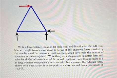 Solved Write A Force Balance Equation For Each Joint And