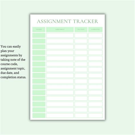 Assignment Tracker Assignment Planner Homework Planner School