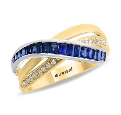 Effy 14k Two Tone Gold Diamond And Natural Sapphire Ring Tscca