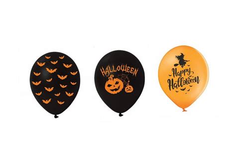 Латексные воздушные шары Belbal HAPPY HALLOWEEN Микс (Черно-оранжевый ...