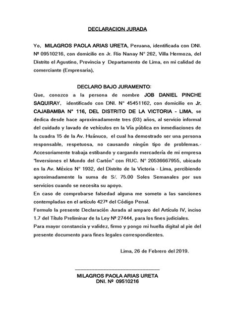 Declaracion Jurada Pdf