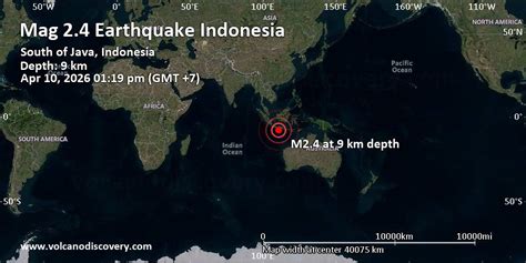 Weak Mag 24 Earthquake Indian Ocean 143 Km South Of Yogyakarta